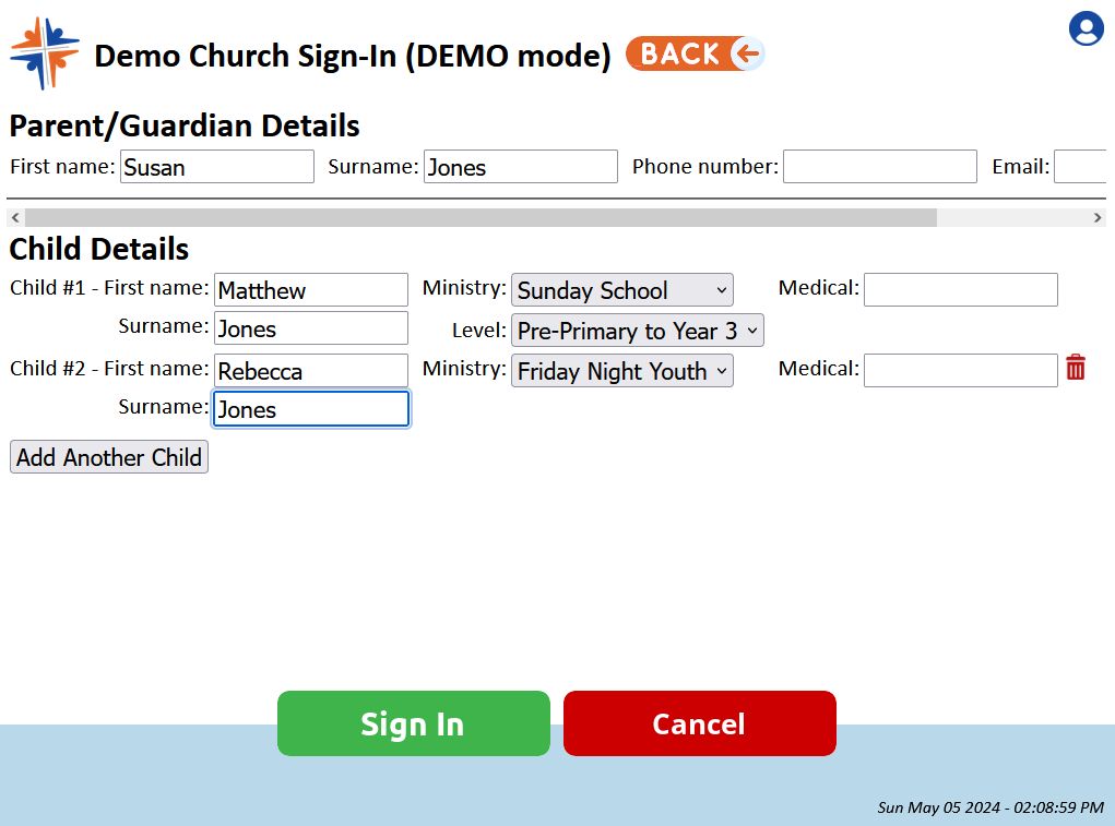 Church4Kids - Sign-in system for churches